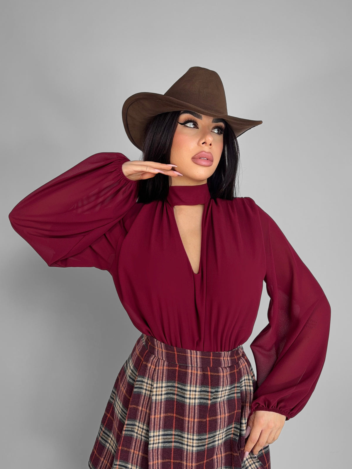 Camicia Collar V - Cherry Red